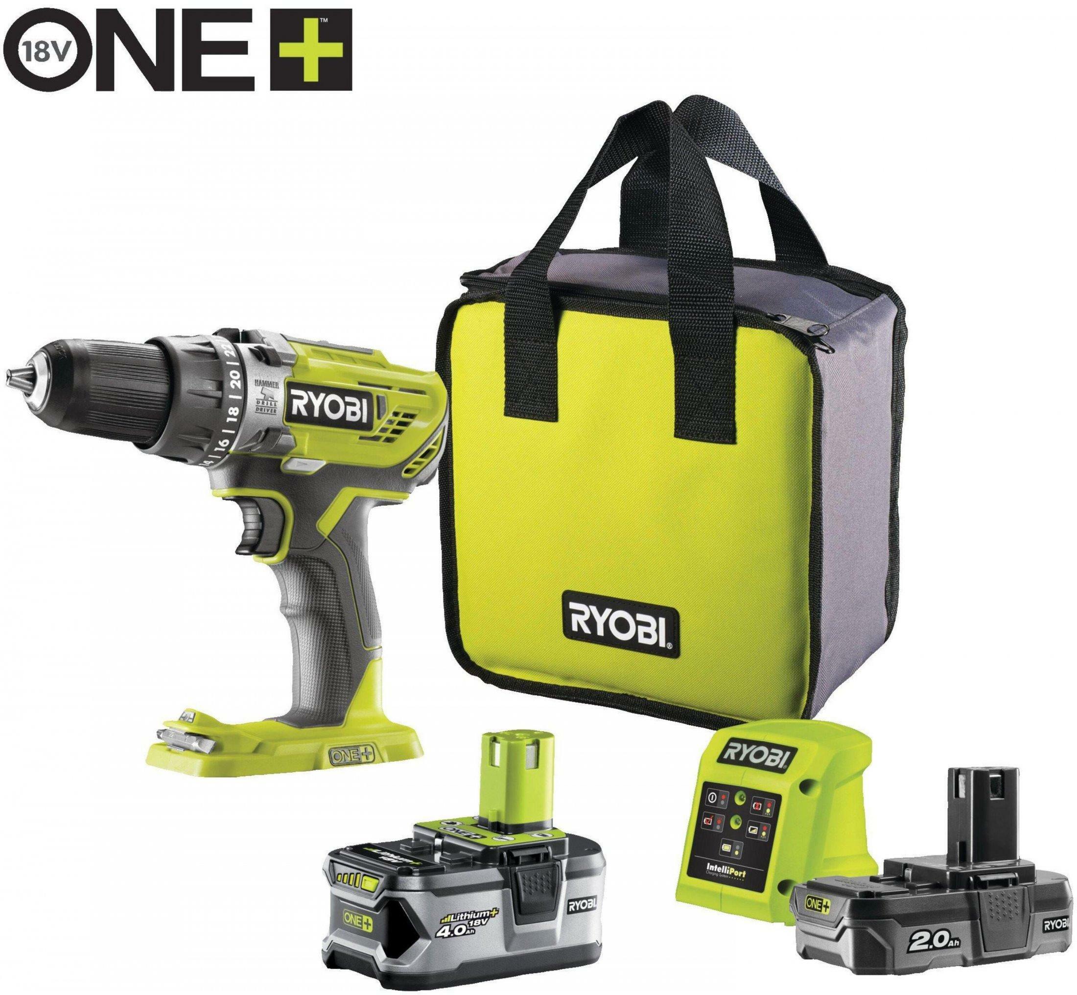 RYOBI R18PD3-242S 18V ONE+ cordless impact drill 50Nm in transport bag ...