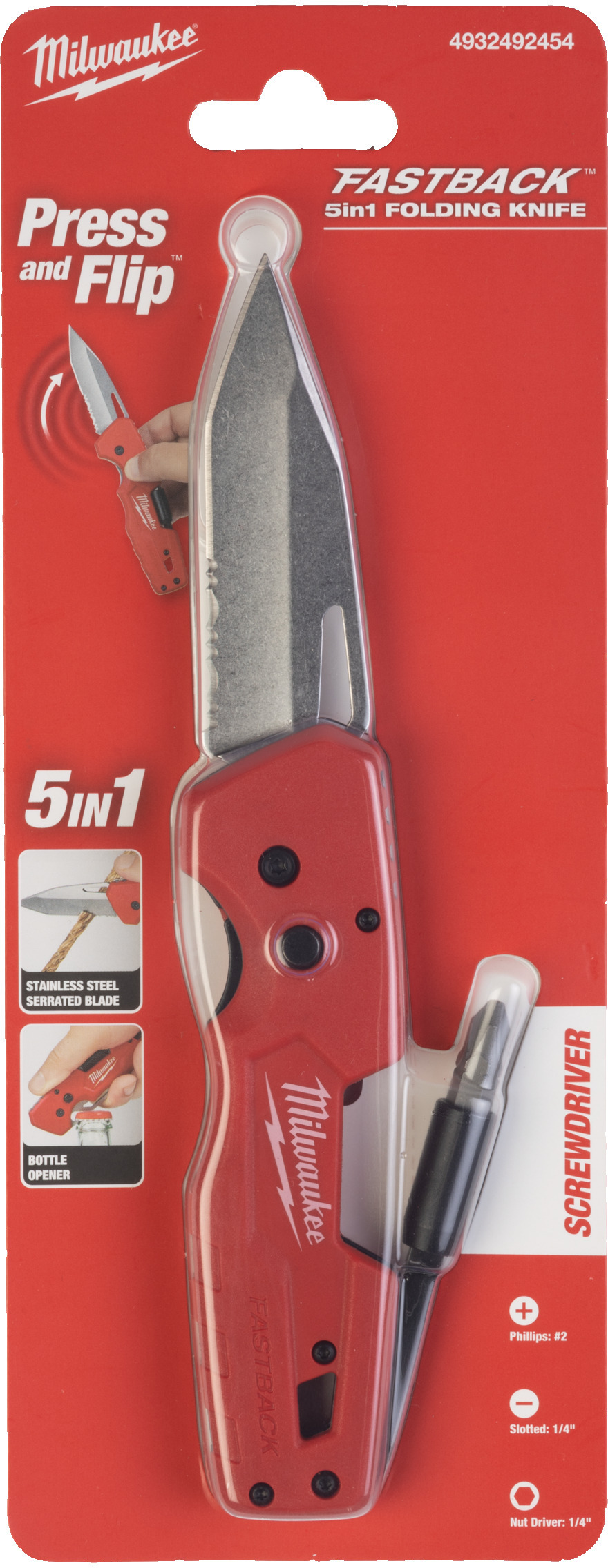 MILWAUKEE 4932492454 Fastback 5-in-1 folding knife | Klium