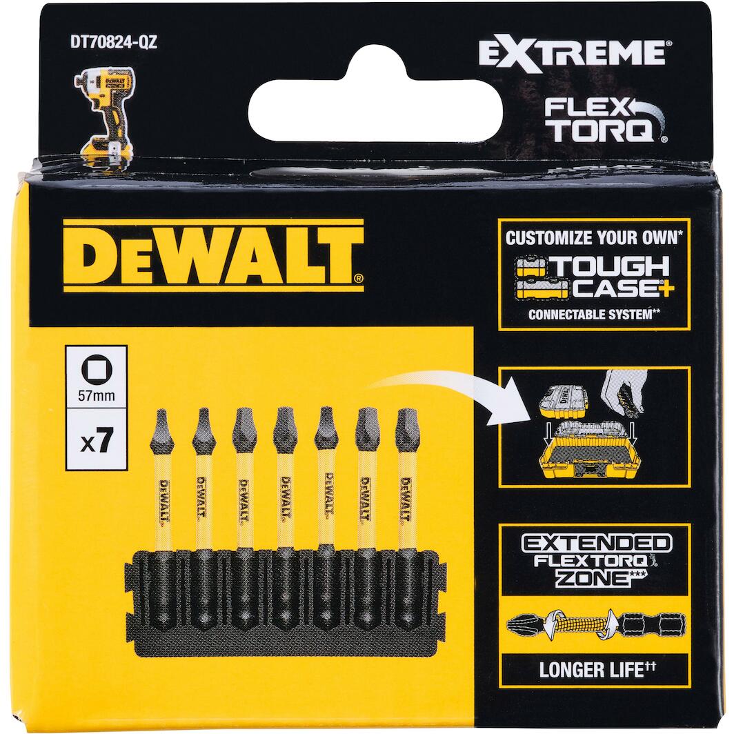 DEWALT DT70824-QZ IMPACT Torsion bit set 57mm in holder 7-piece