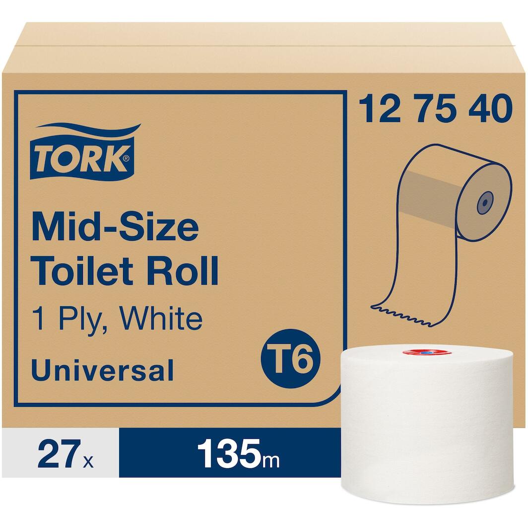 TORK 127540 mid-size toilet paper 1-ply white T6 Universal | Klium