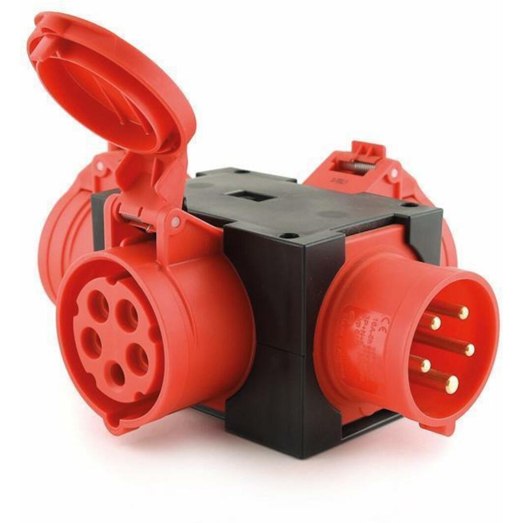 LUMX LM 46120 CEE distribution box In 400V 16A 5P Out 3x 400V 16A 5P black/orange | Klium