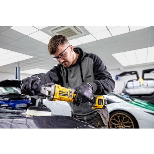 DEWALT DCM849P2 QW 18V XR Brushless angle cordless polisher 125 180mm in carrying case 2x 5.0Ah battery charger Klium