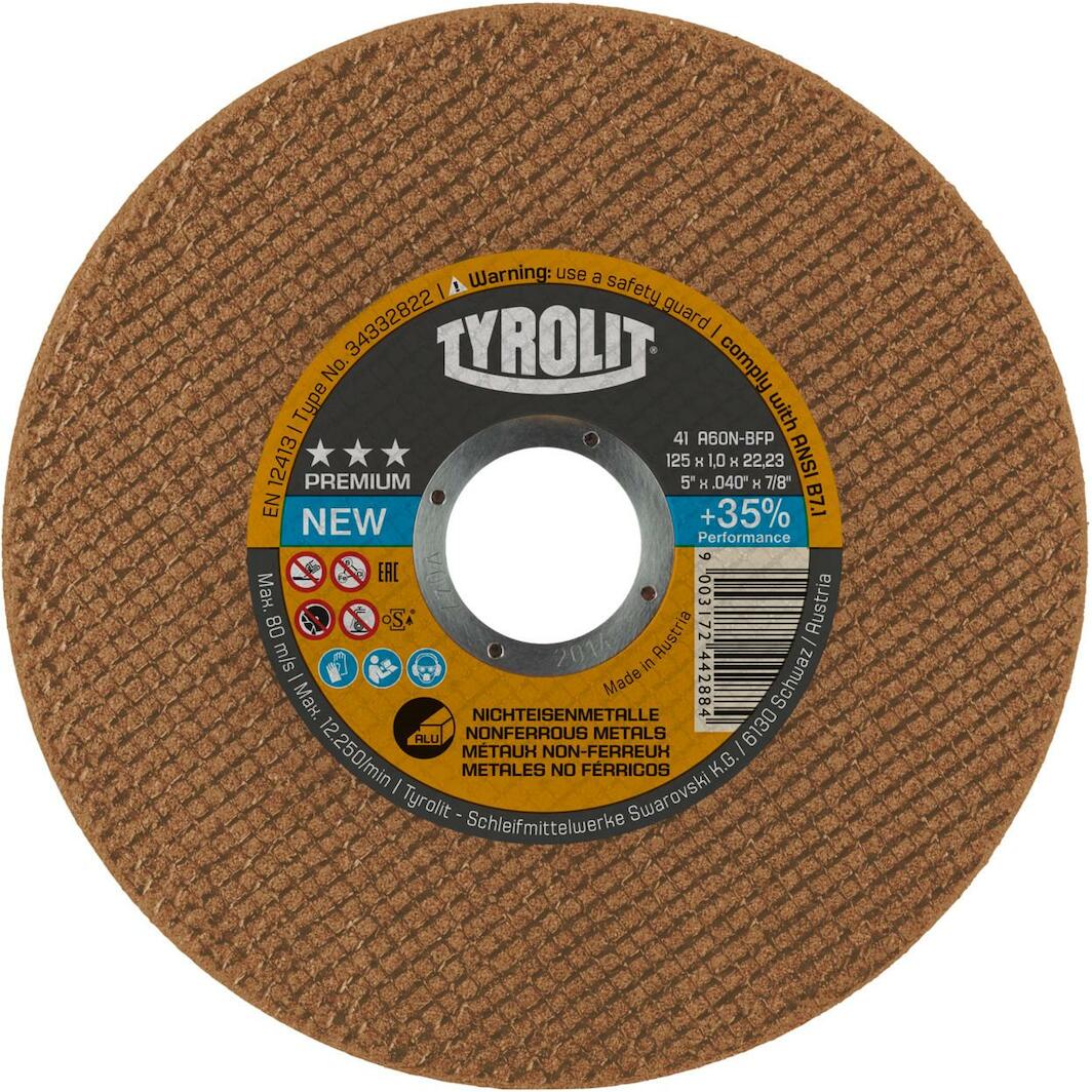 TYROLIT 34332821 Premium cut-off wheel for angle grinders 41 115x1.0x22 ...