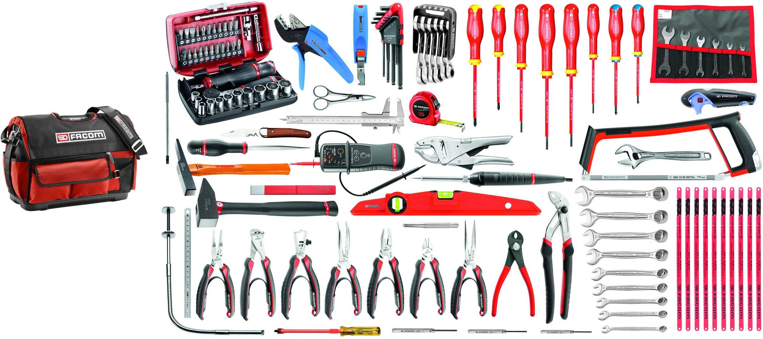 FACOM 2120.E18 tool set for electronics in fabric tool case 120-piece ...