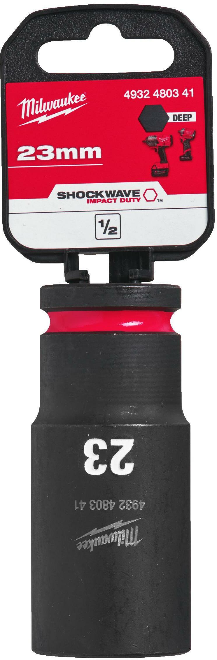 MILWAUKEE 4932480341 SHOCKWAVE IMPACT DUTY 1/2" impact cap deep 23 mm ...