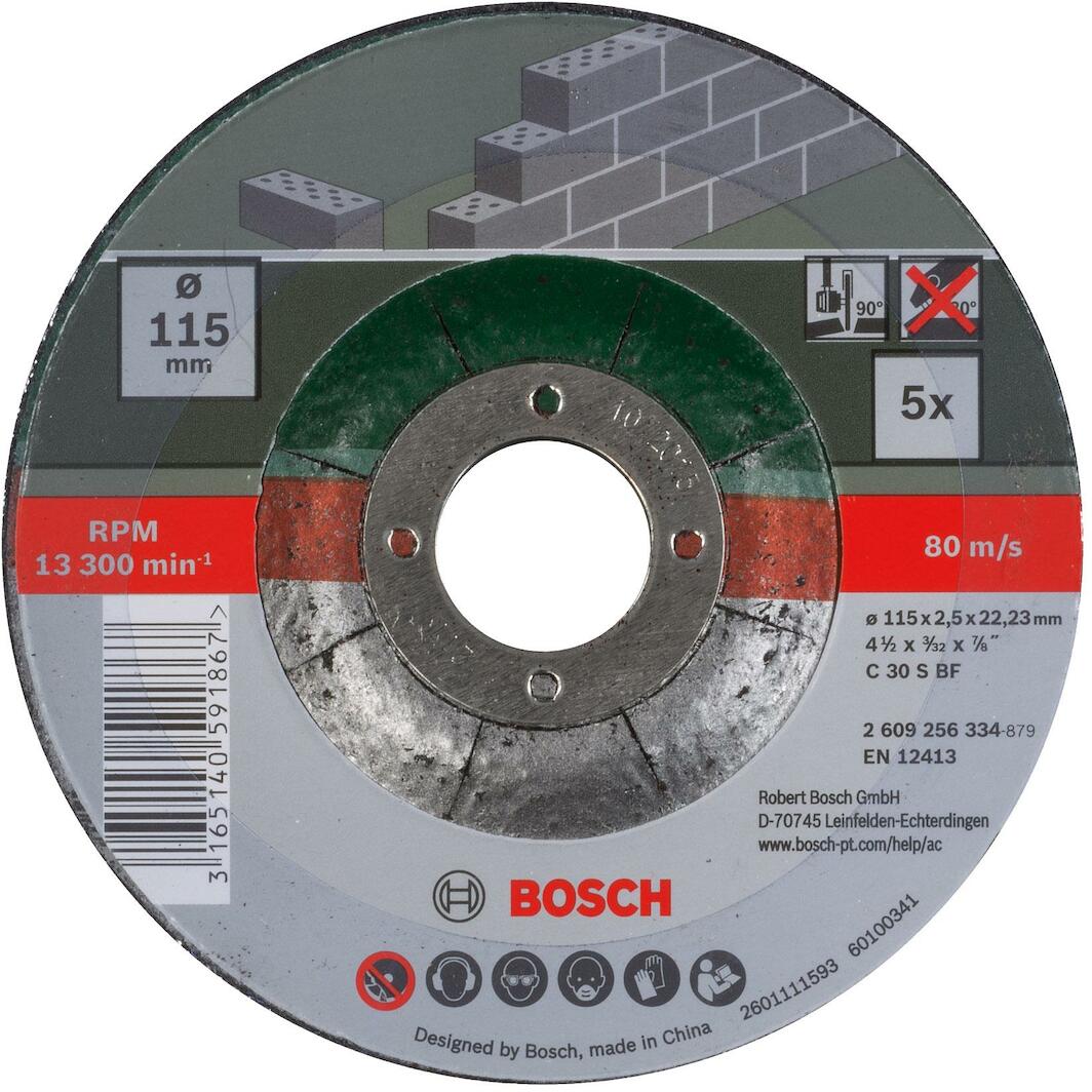 BOSCH 2609256334 cutting disc for stone 115x2,5 curved middle (5 pcs ...