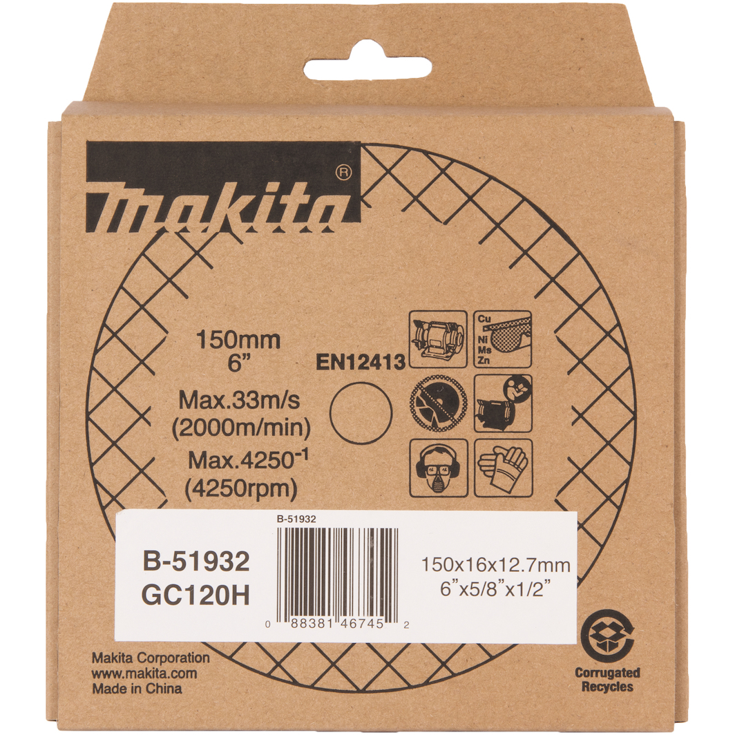 MAKITA B-51932 grinding stone 150x16,0x12,7mm GC120H | Klium