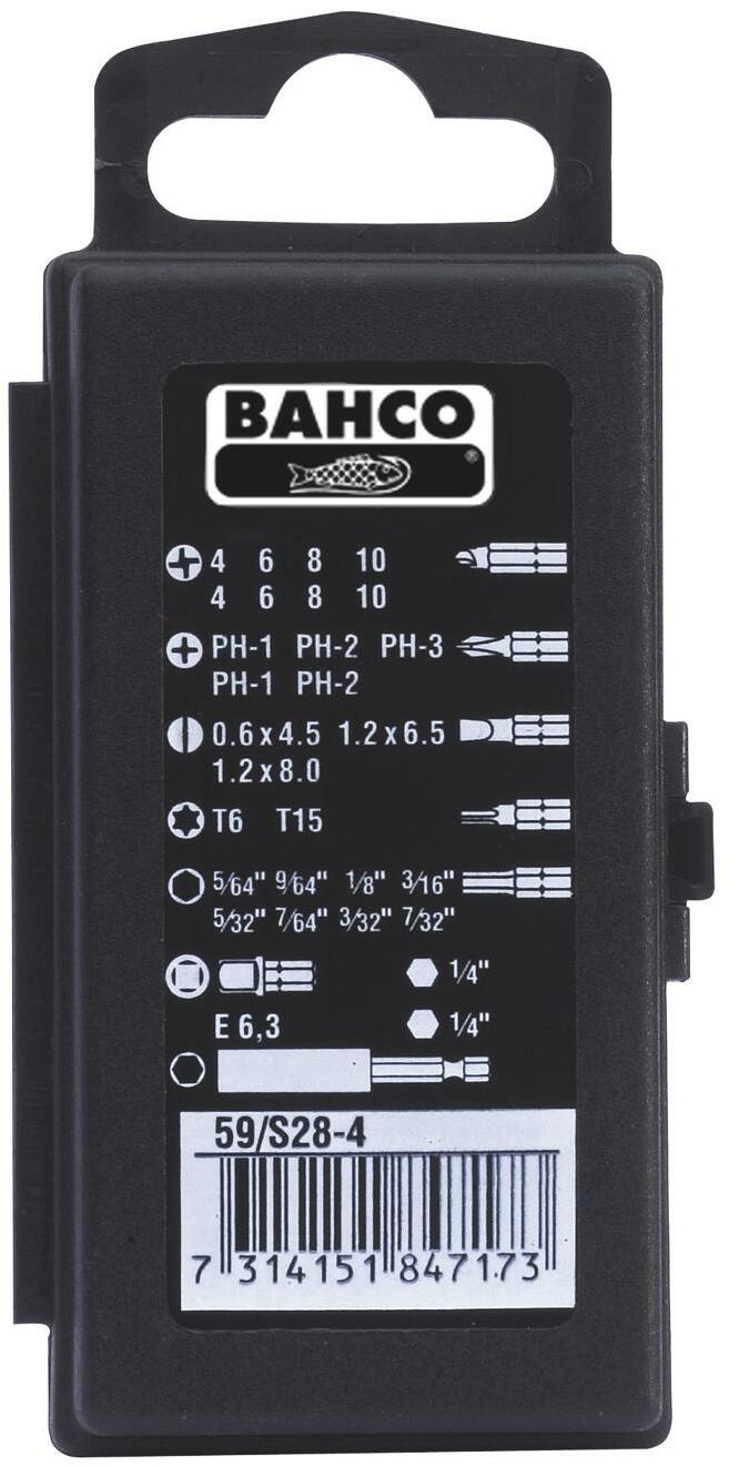 BAHCO 59/S28-4 bit set 1/4" for slotted, Phillips, Torx, hexagonal ...
