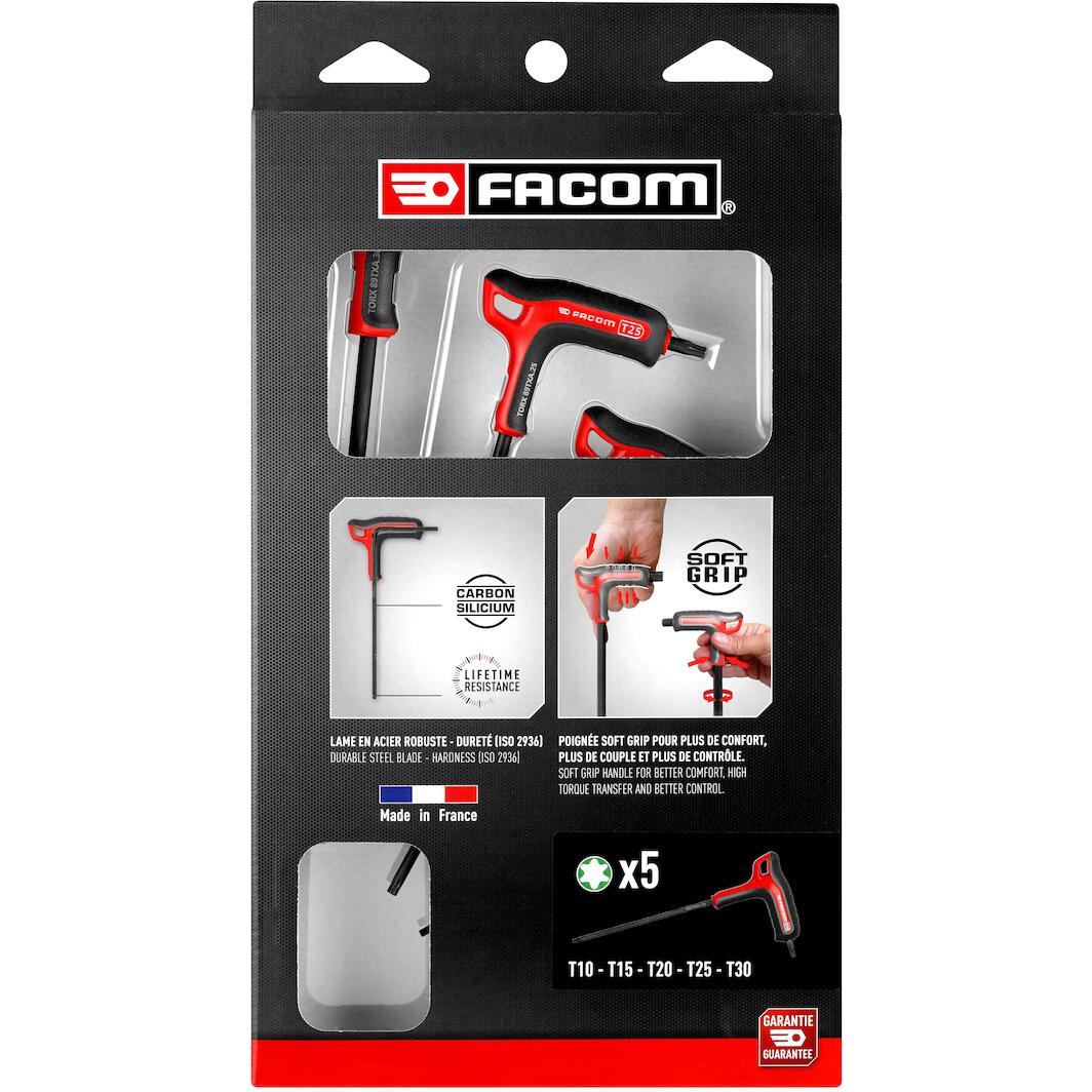 FACOM 89TXA.PB Torx spanner set with T handle T10-15-20-25-30 - 5-piece ...