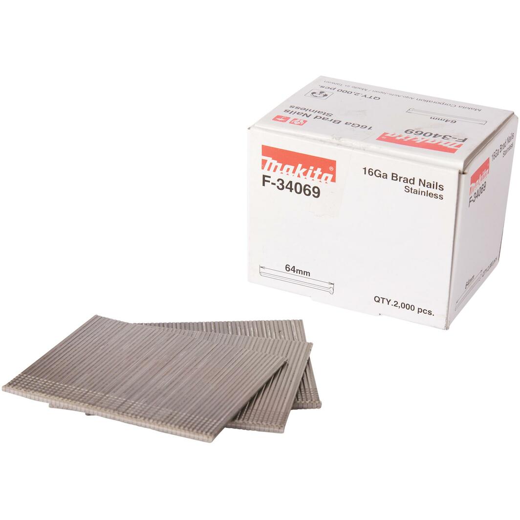 MAKITA F-34069 Stainless steel finishing nails 16ga brads (2000 pcs ...