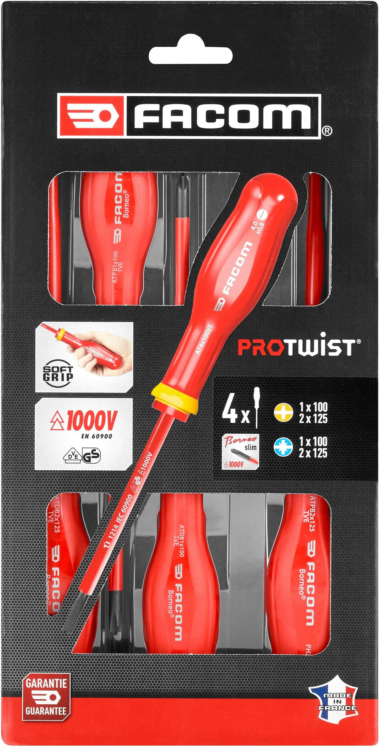 FACOM ATB.J4TVEPB Set de tournevis Bornéo 4 pièces | Klium