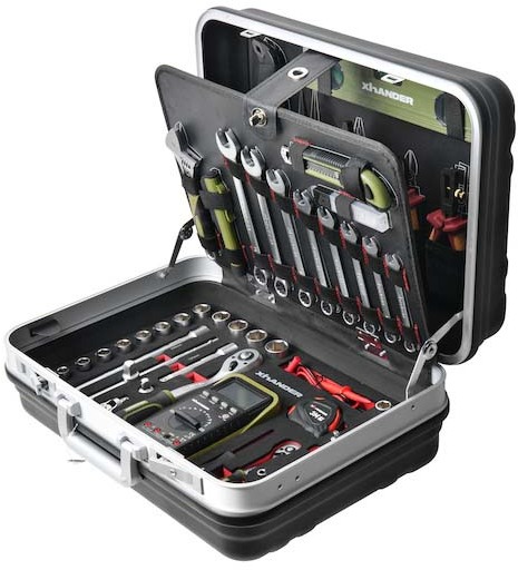 XHANDER 68962218 electro tool set in aluminium case, 85 pieces | Klium