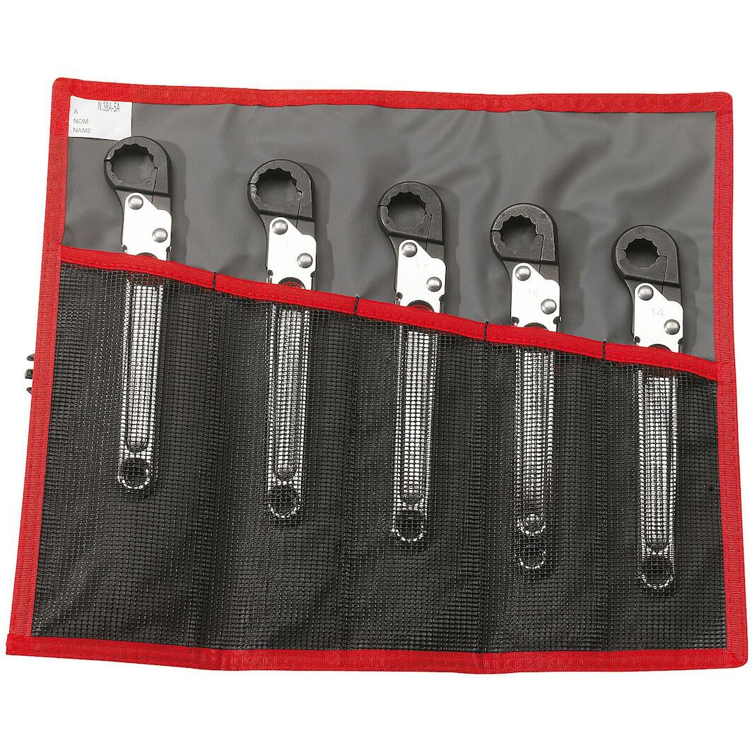 FACOM 70A.JE5T open ring spanner set with ratchet, 14-19 mm in case 5 ...