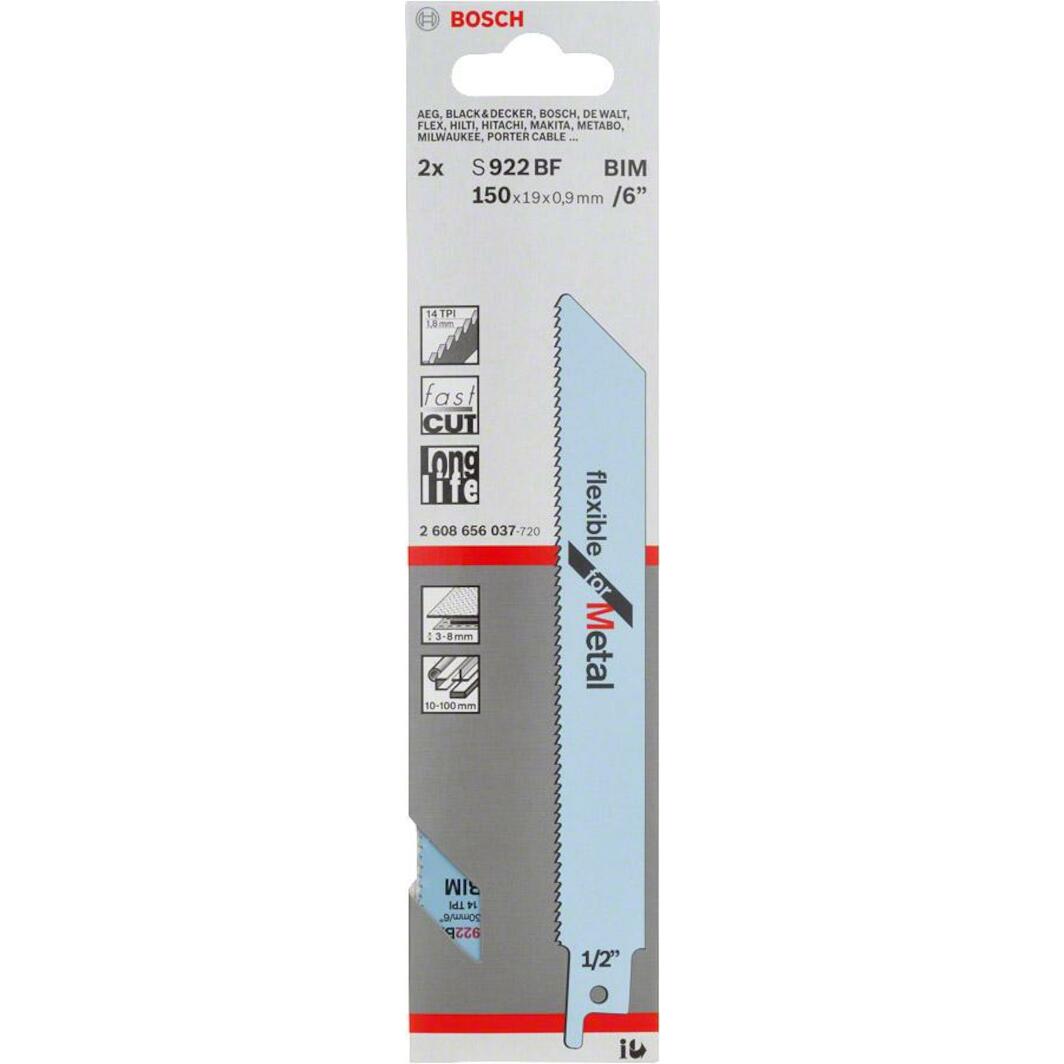 BOSCH S 922 BF reciprocating saw blade Flexible for Metal (2 pcs ...