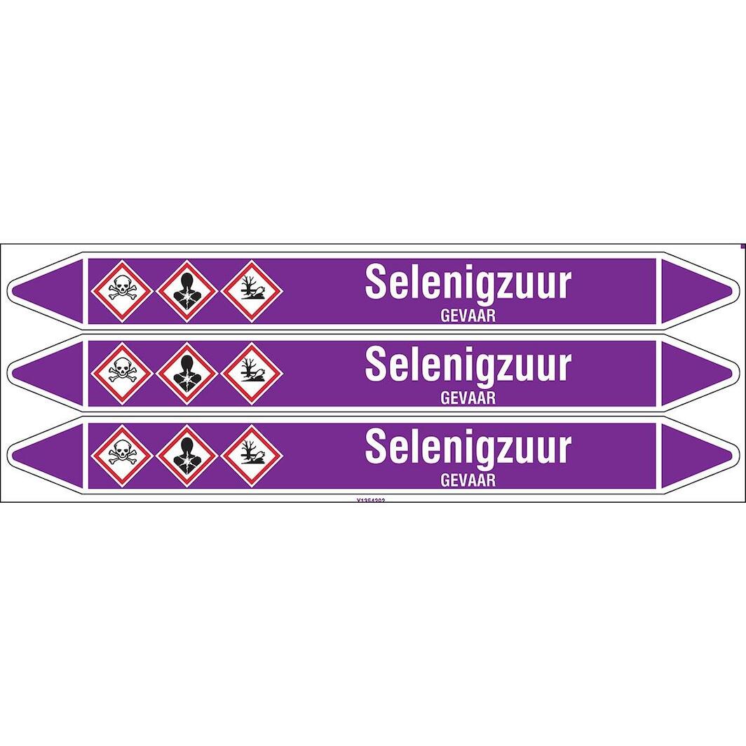 BRADY N006853 pipe marker for selenic acid, with perforated arrows ...