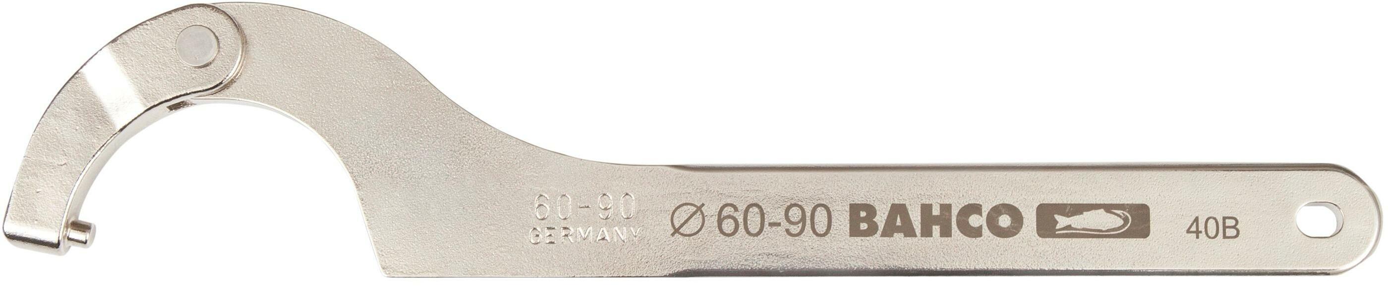 BAHCO 40B-50-120 adjustable pin hook spanner, chrome-plated, length 285 ...