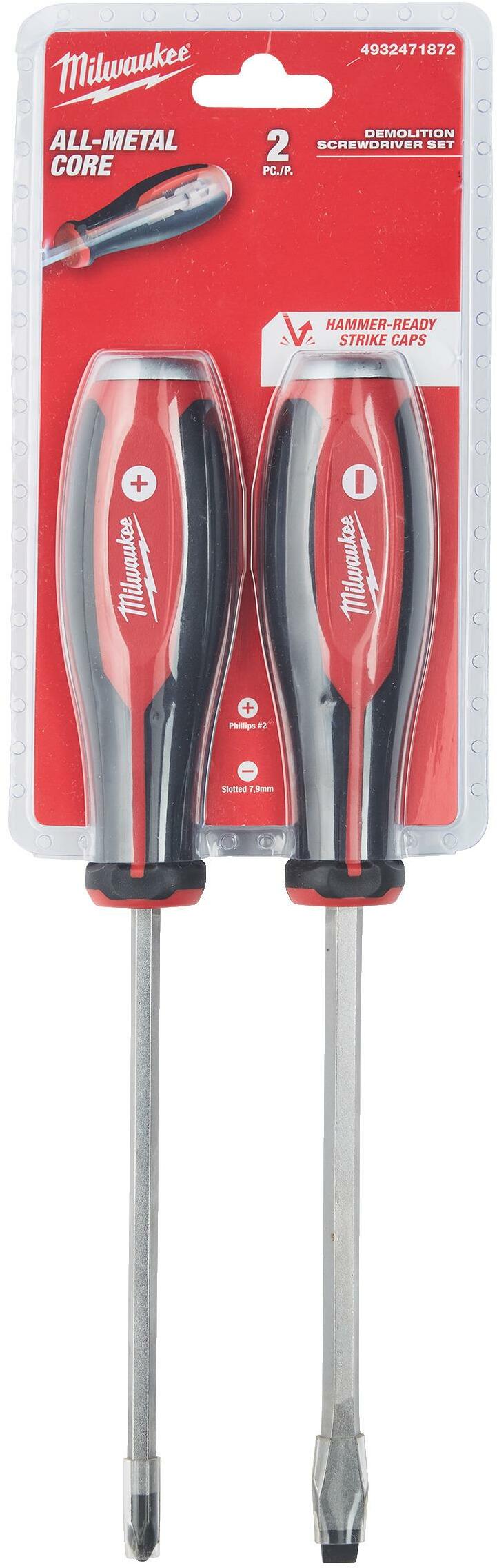 MILWAUKEE 4932471872 Tri-lobe demolition screwdriver set SL/PH 2-piece ...