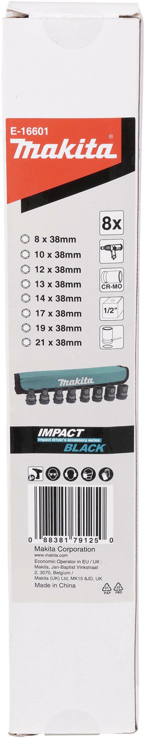 MAKITA E-16601 socket set 1/2" (8 pcs) | Klium