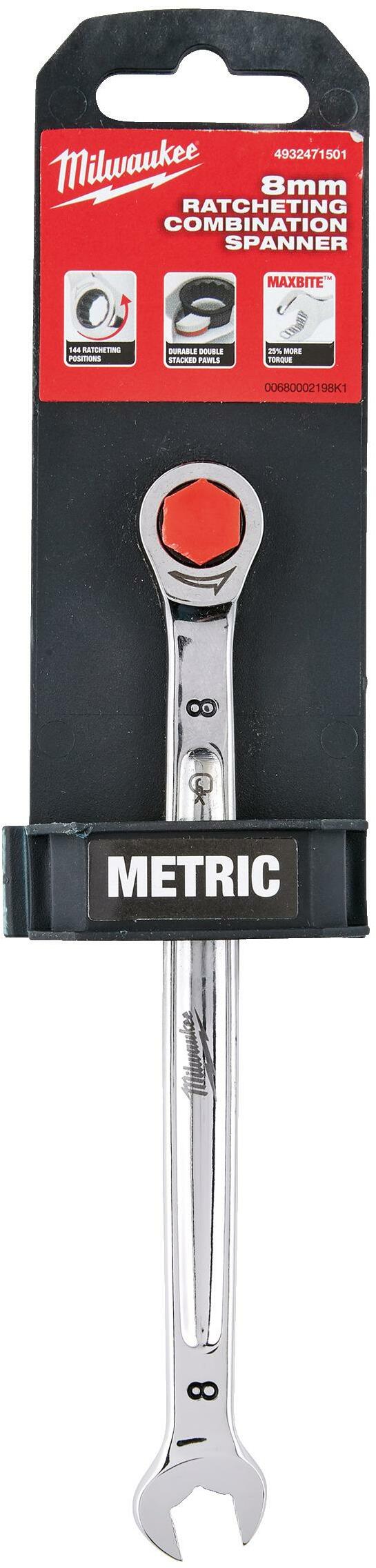 MILWAUKEE 4932471501 Max Bite ratchet spanner metric 8 mm | Klium