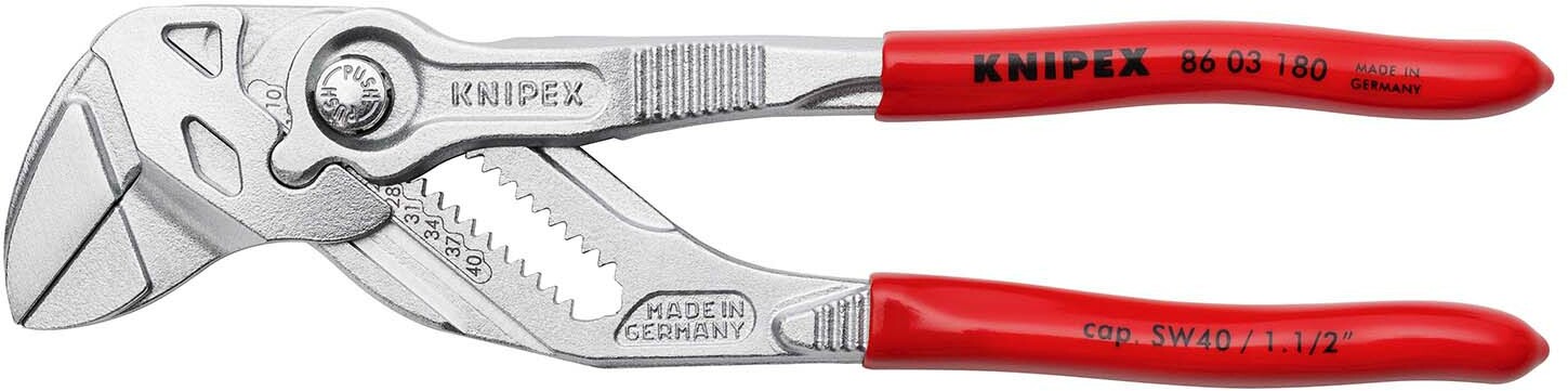 KNIPEX 86 03 180 pliers and spanner in one tool plastic-coated chrome ...