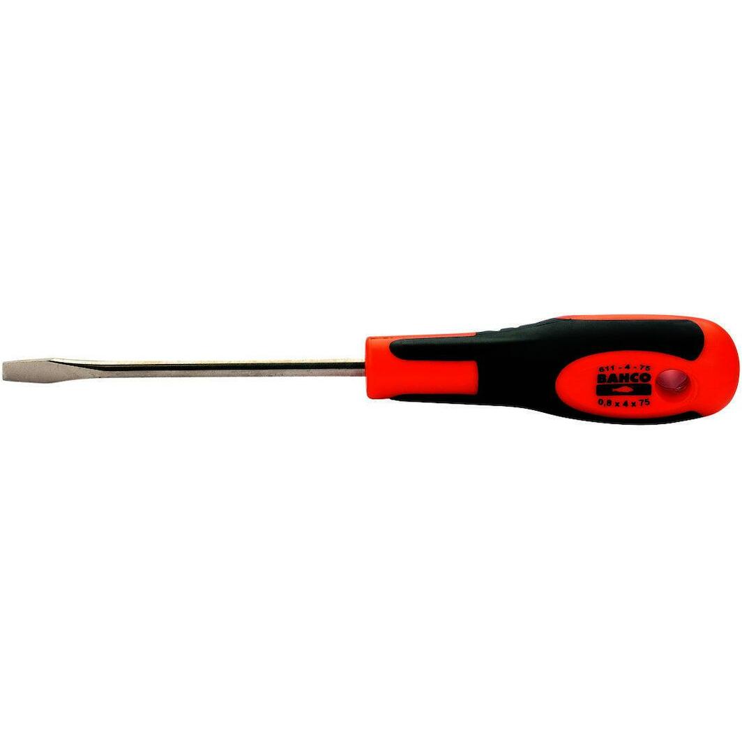 BAHCO 611-10-200 screwdriver with rubber grip and flat tip slot 1.6 mm ...