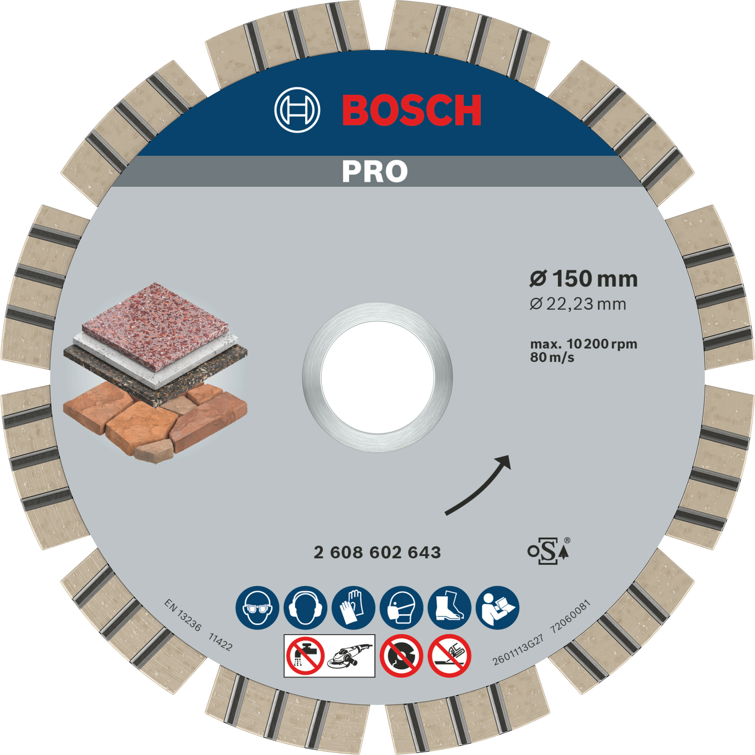 BOSCH 2608602643 diamond cutting disc Best for Stone 150 x 22,23 x 2,4 ...